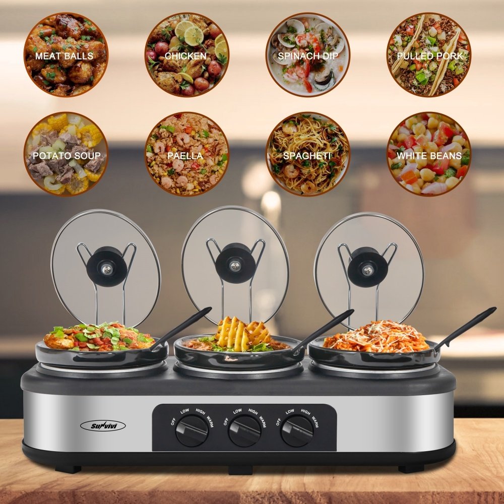 Silver 4.5 QT Electric Small Slow Cookers Portable Crock Pot 1.5 Quart ...